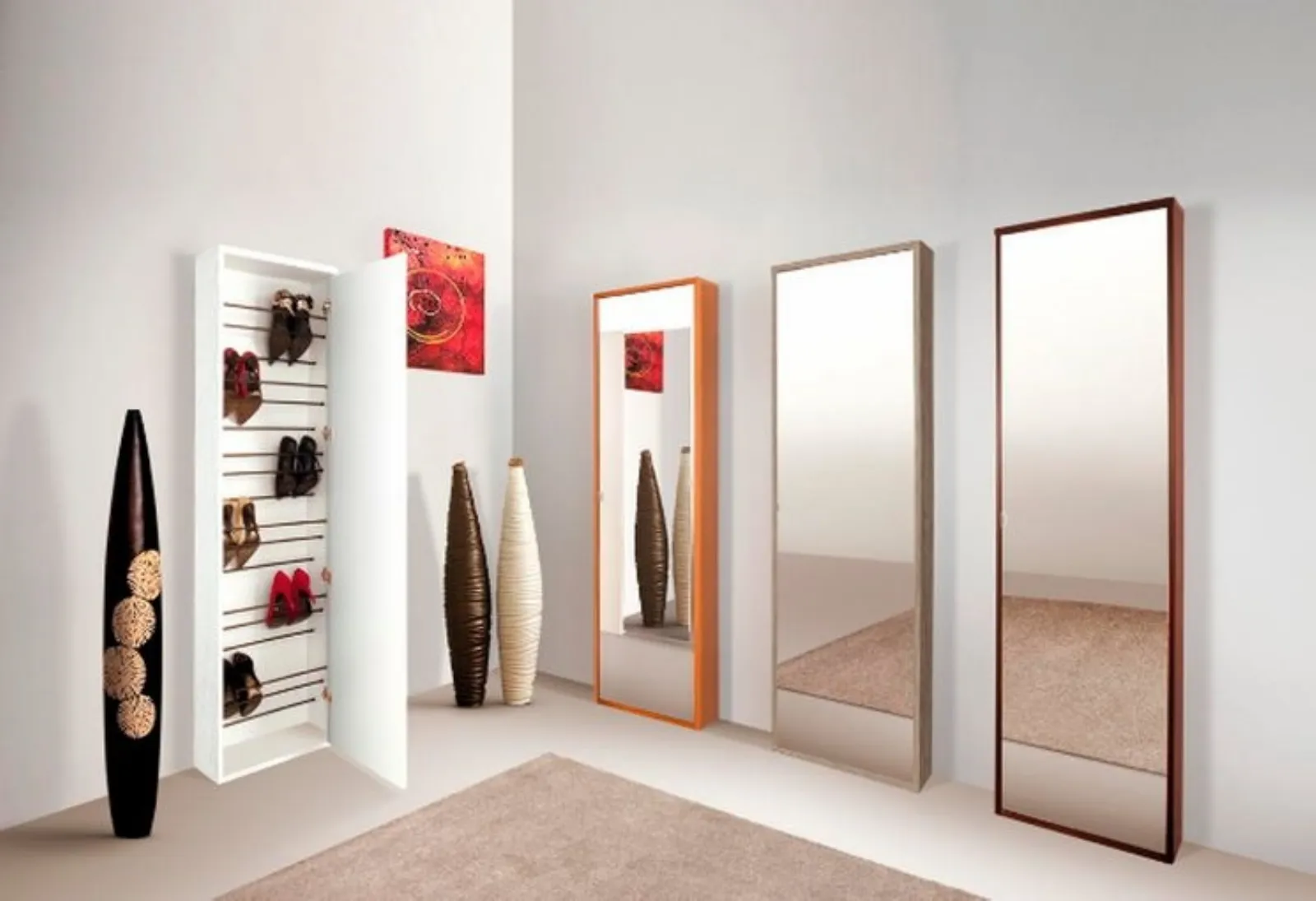 Scarpiera specchio, efficienza e design raddoppiano
